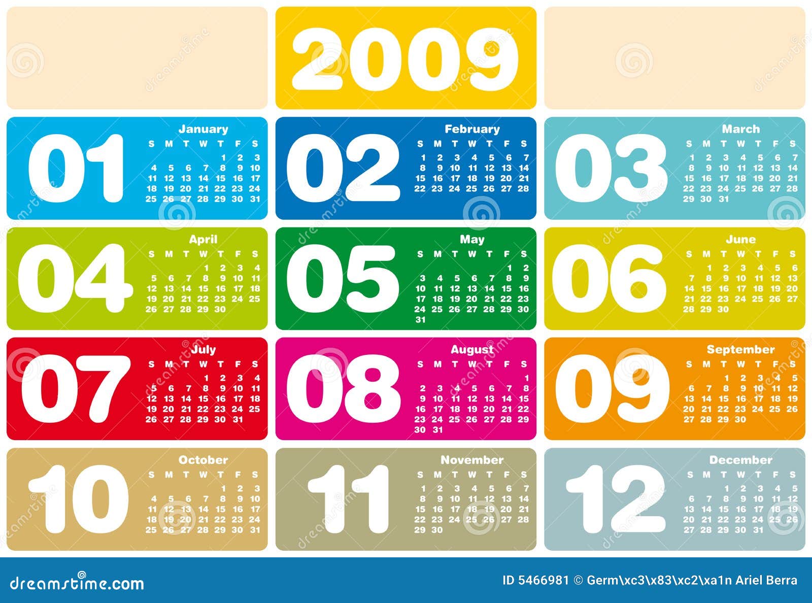 Calendar 2009 stock vector. Illustration of organizer - 5466981