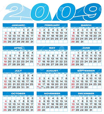 Calendar 2009 stock vector. Illustration of week, office - 5467062