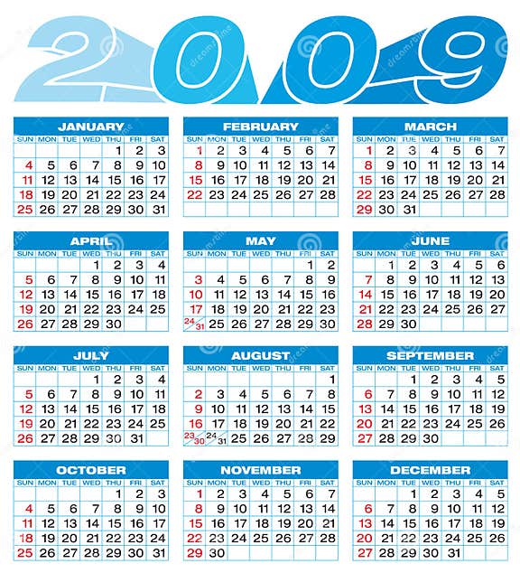 Calendar 2009 stock vector. Illustration of week, office - 5467062