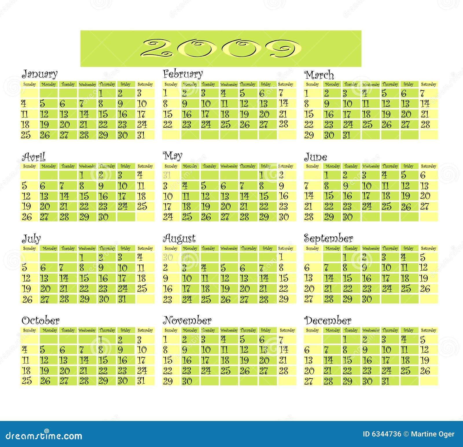 Calendar 2009. stock illustration. Illustration of canvas - 6344736