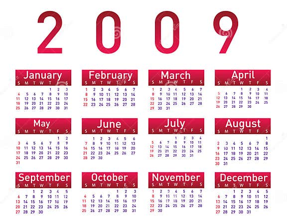 Calendar for 2009 stock vector. Illustration of date, color - 6444816
