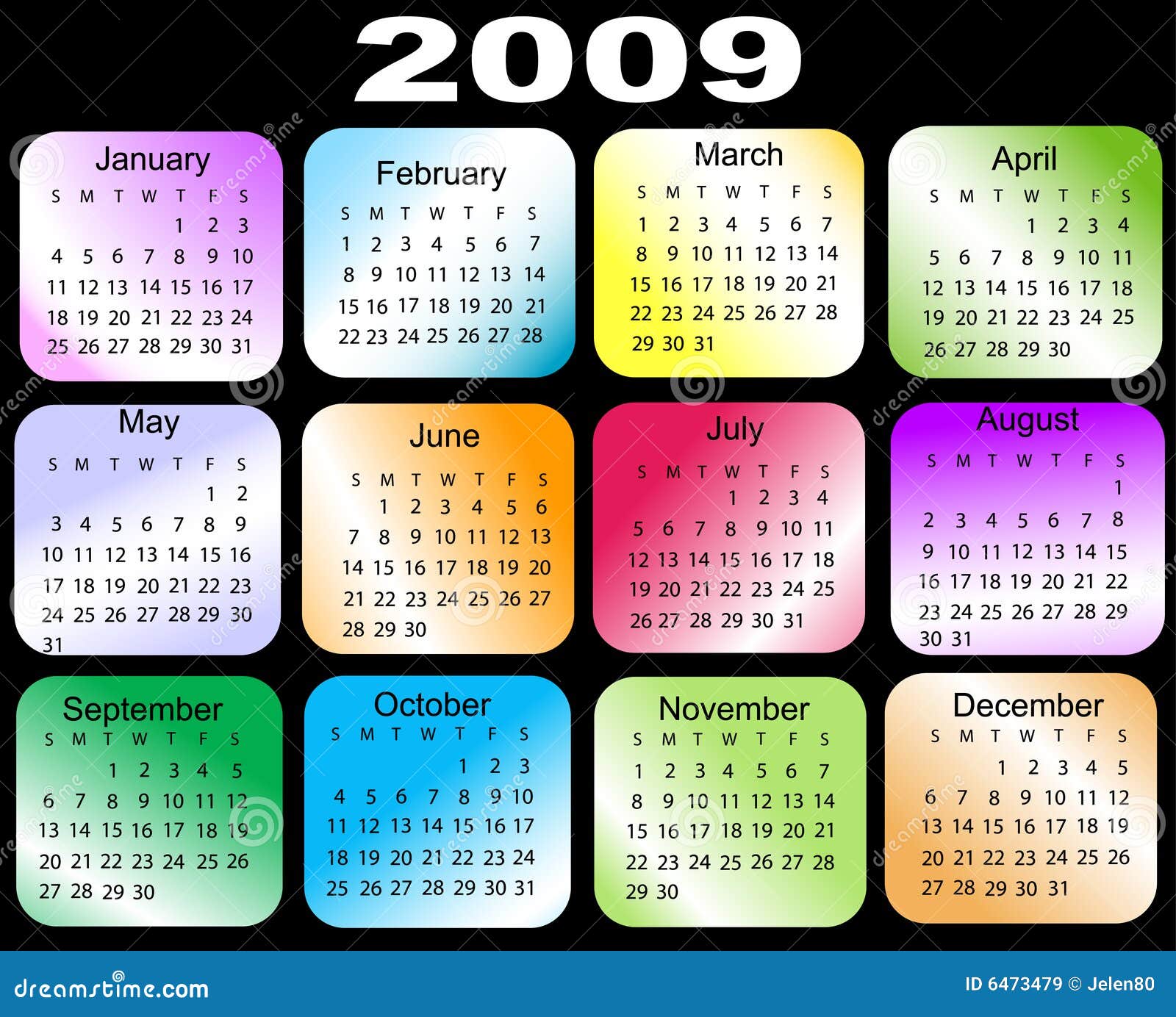 Calendar 2009 stock vector. Illustration of office, isolated - 6473479