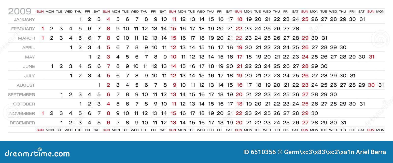 Calendar 2009 stock vector. Illustration of office, almanac - 6510356