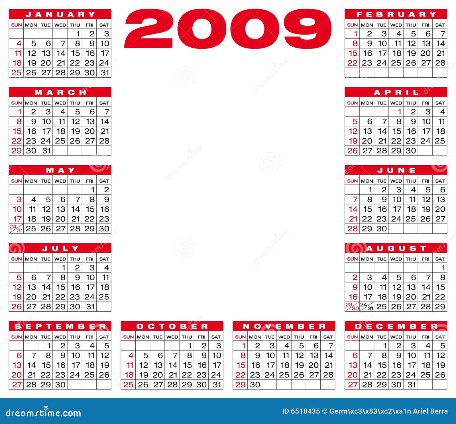 Calendar 2009 stock vector. Illustration of appointment - 6510435