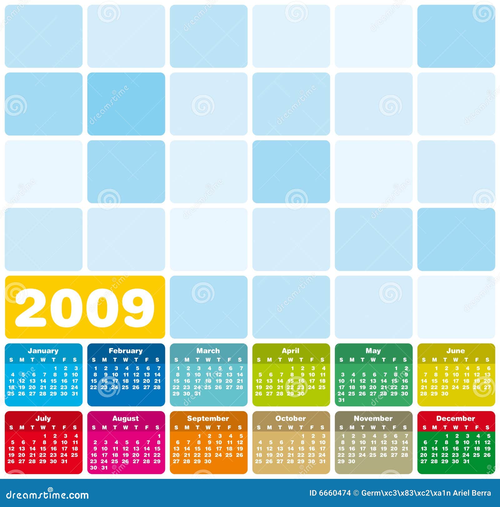 Calendar 2009 stock vector. Illustration of color, schedule - 6660474