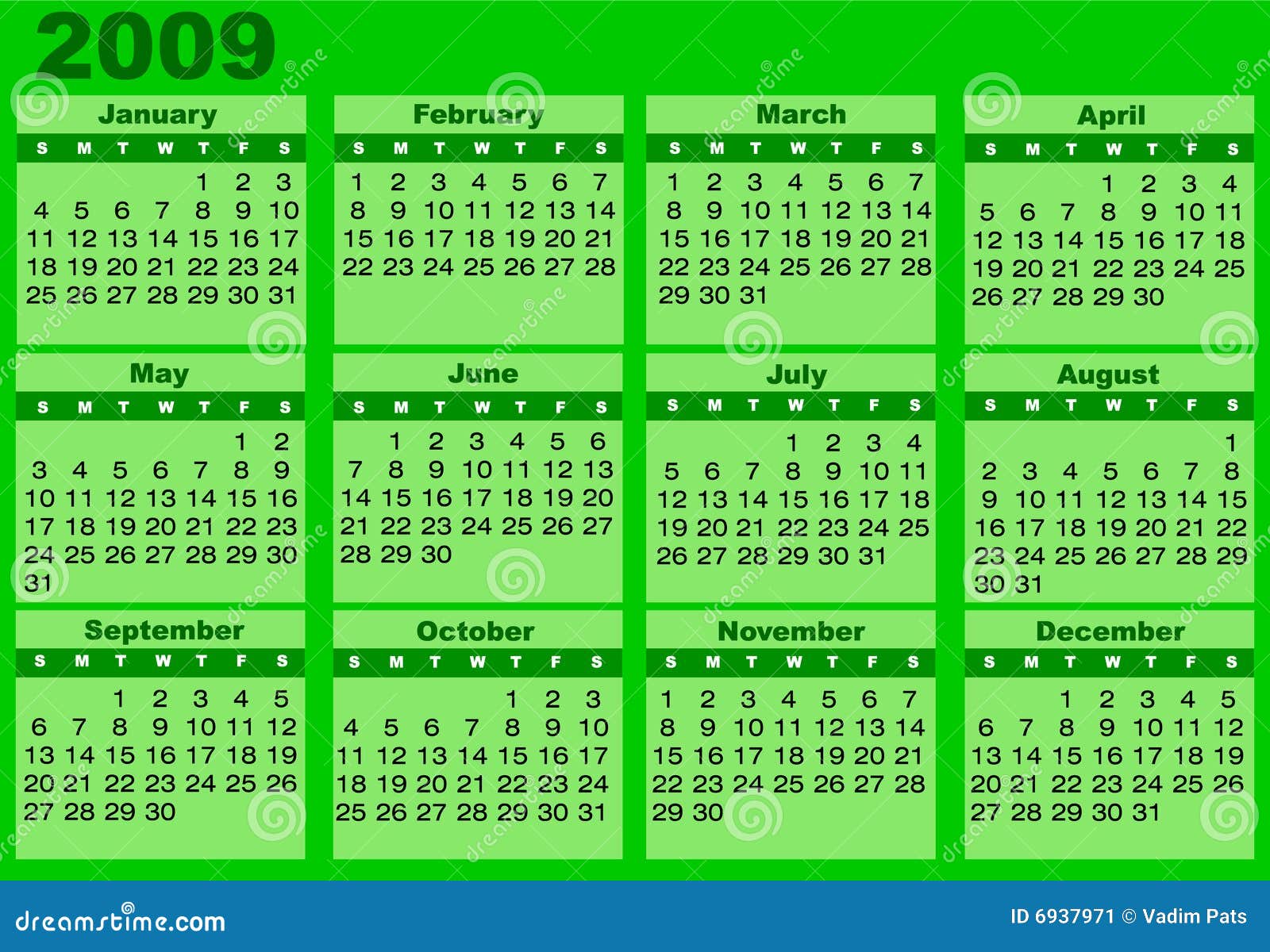 Calendar 2009 stock vector. Illustration of calendar, agenda - 6937971