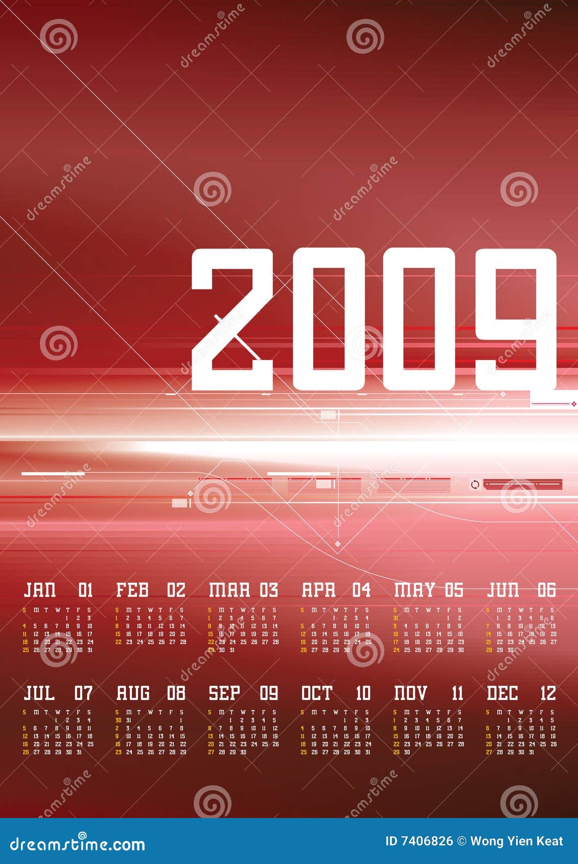 Calendar 2009 stock vector. Illustration of june, background - 7406826