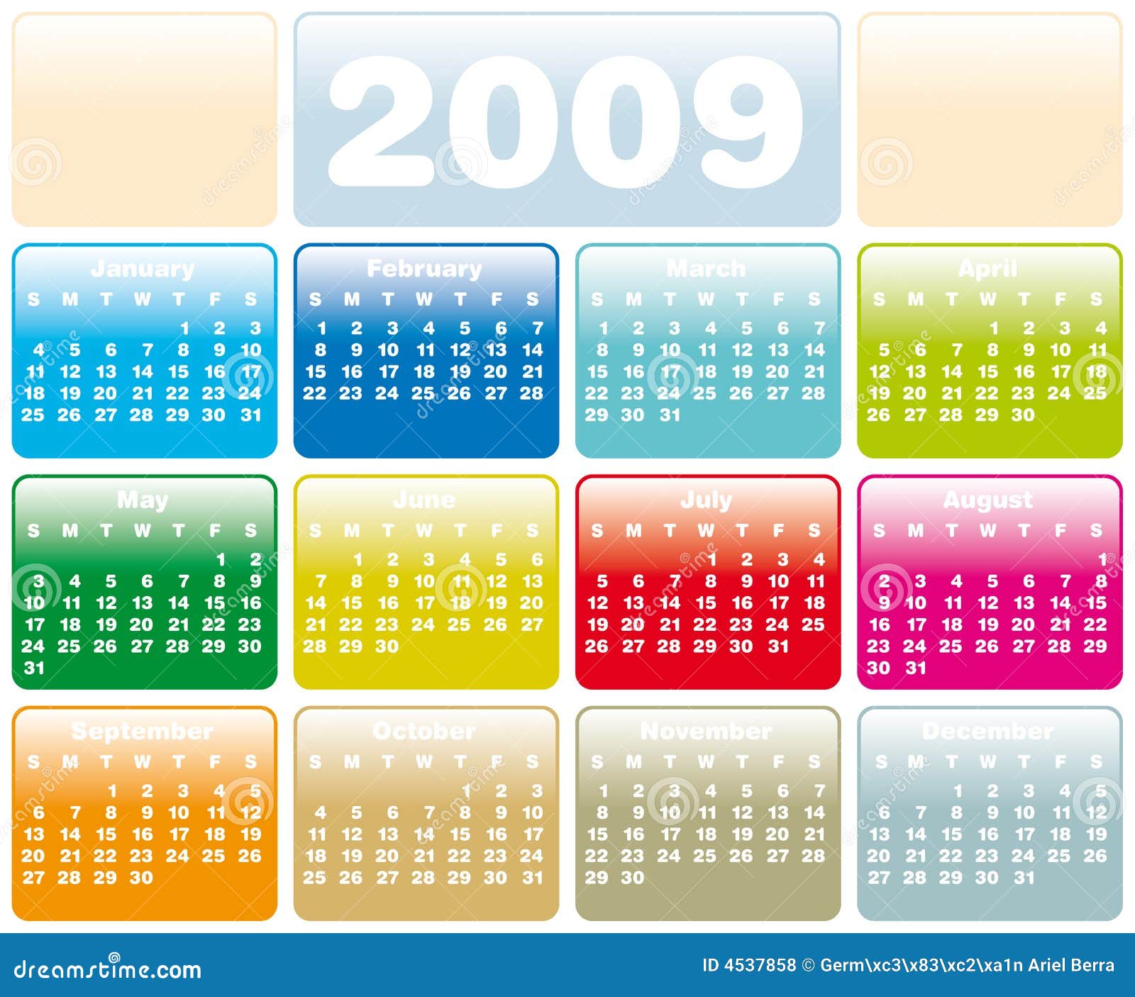 Calendar 2009 g01 stock vector. Illustration of dates - 4537858