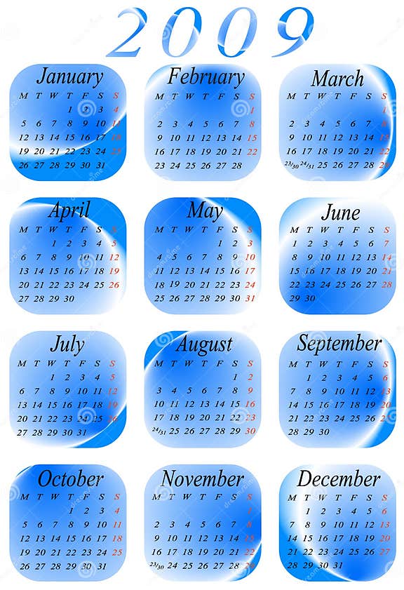 Calendar for 2009. year stock vector. Illustration of calendars - 5390951