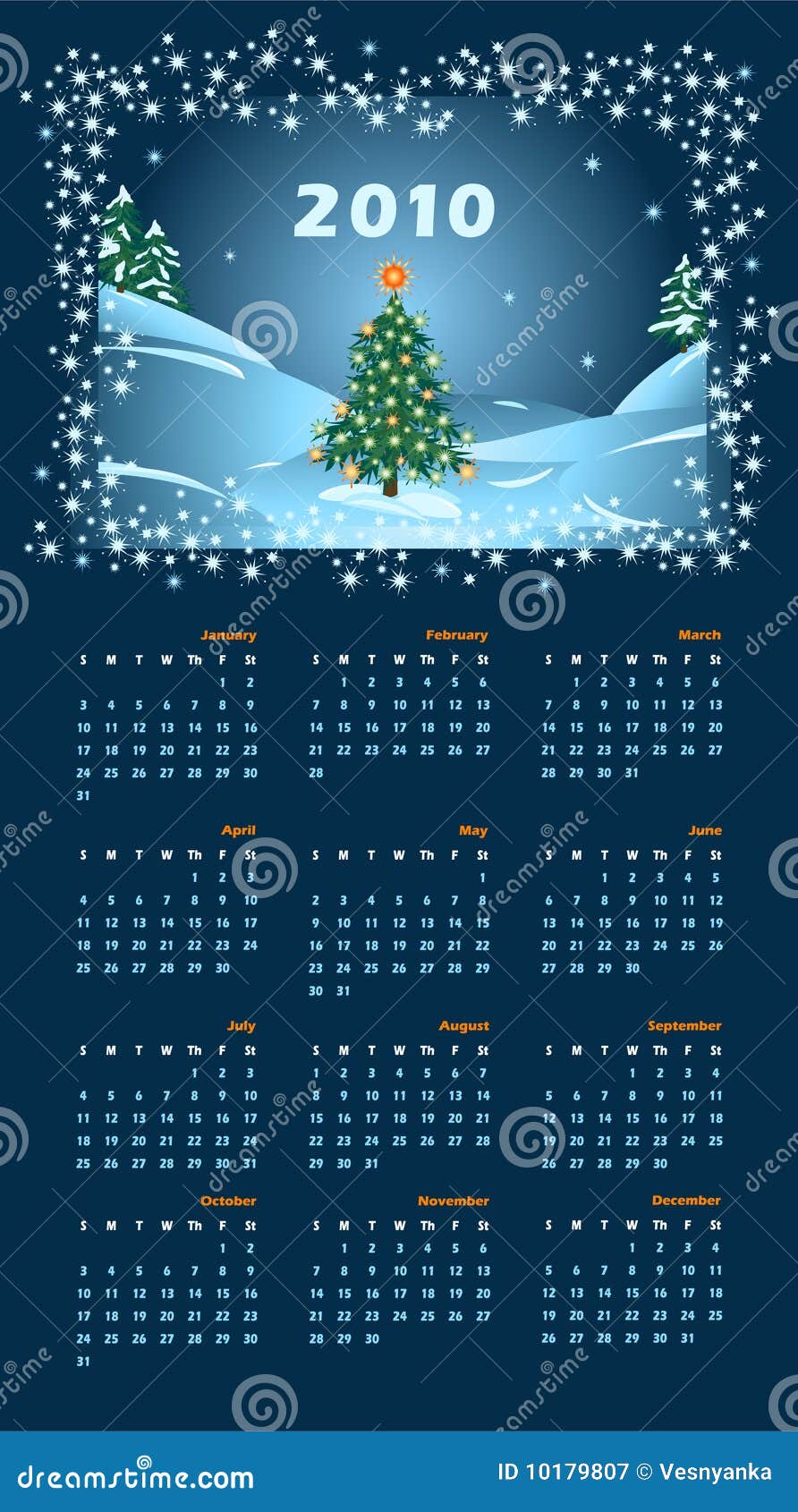 Calendar for 2010 stock vector. Illustration of colourful - 10179807