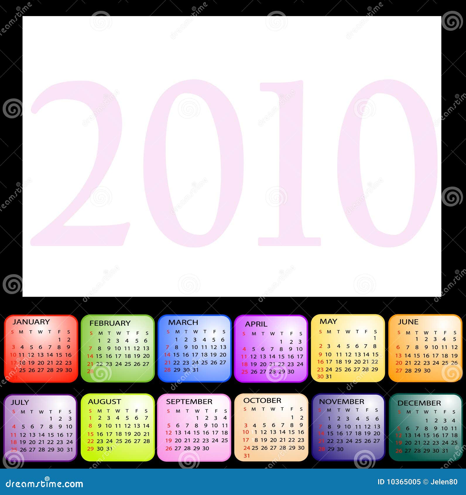 Calendar 2010 stock illustration. Illustration of orange - 10365005