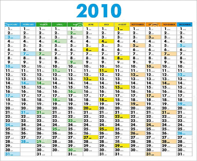 Calendar 2010 stock vector. Illustration of annual, future - 10440645
