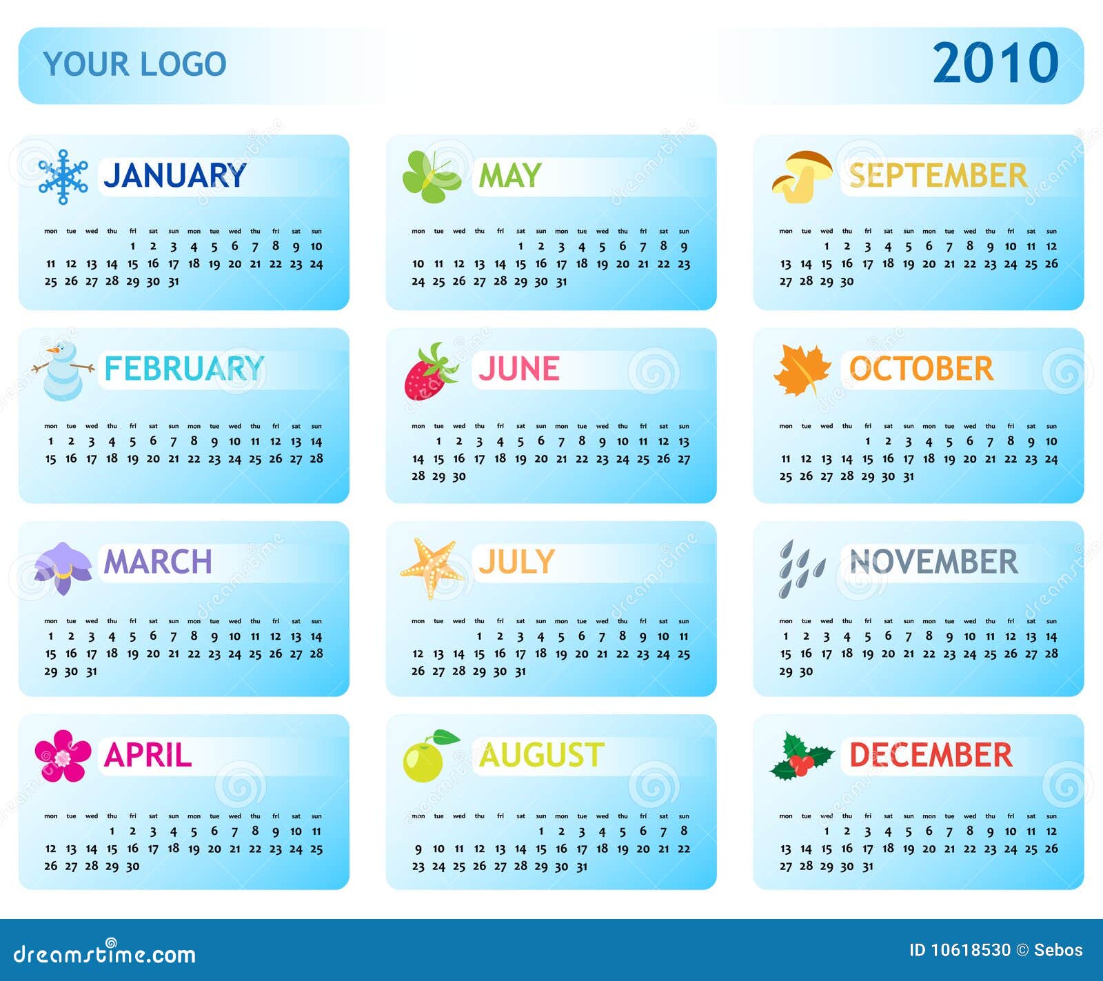 Calendar for 2010 stock illustration. Illustration of event - 10618530