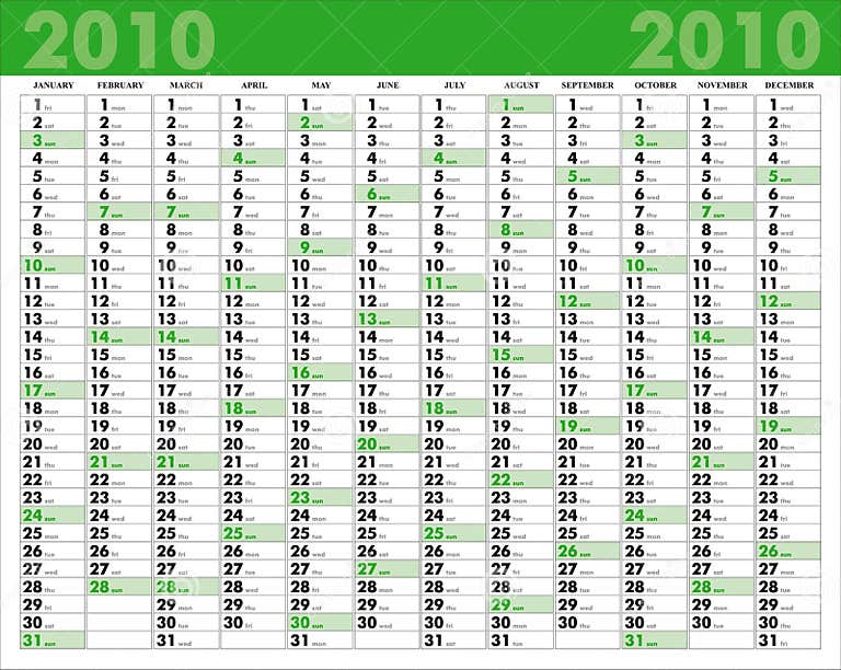 Calendar 2010 stock vector. Illustration of schedule - 10830005