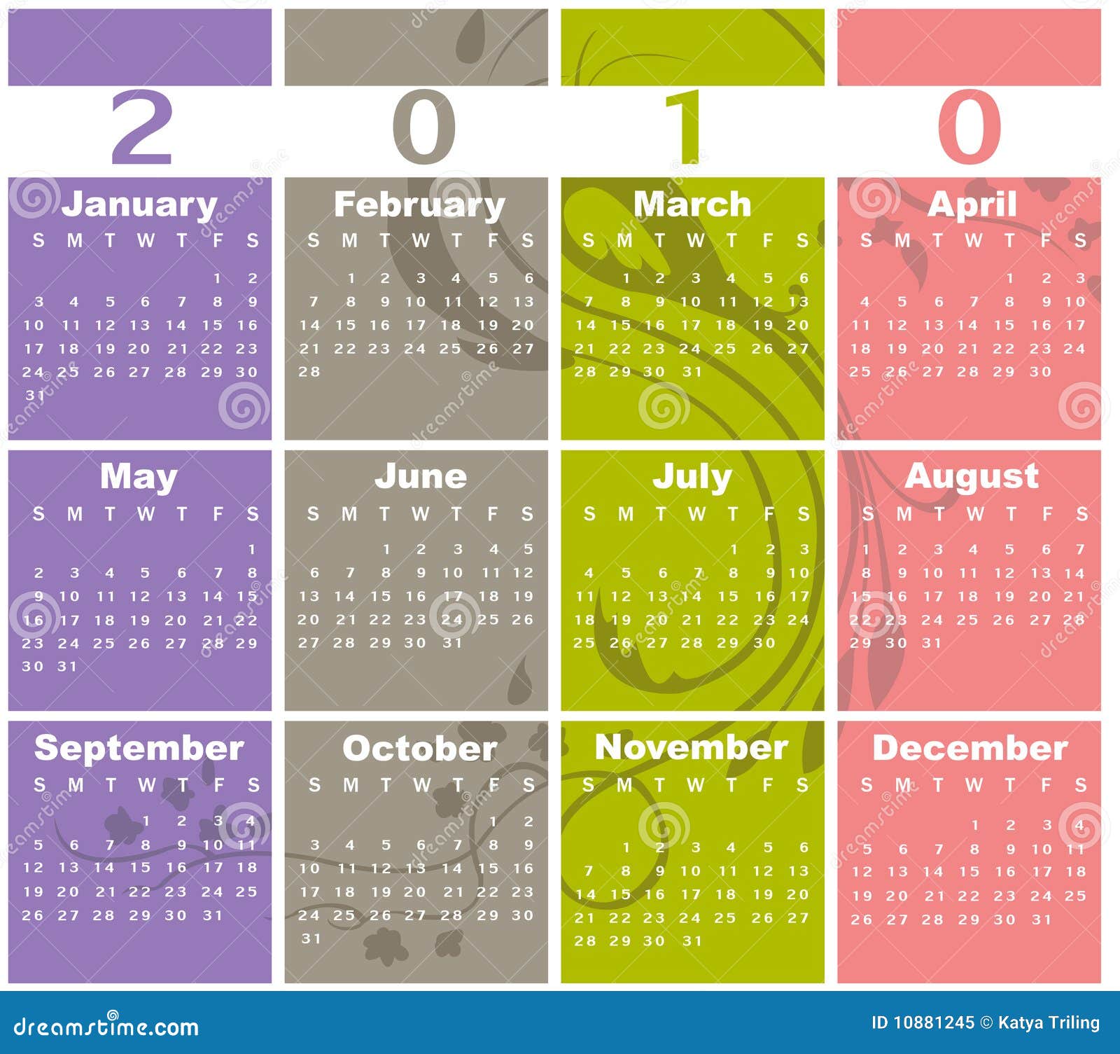 Calendar for 2010 stock vector. Illustration of element - 10881245