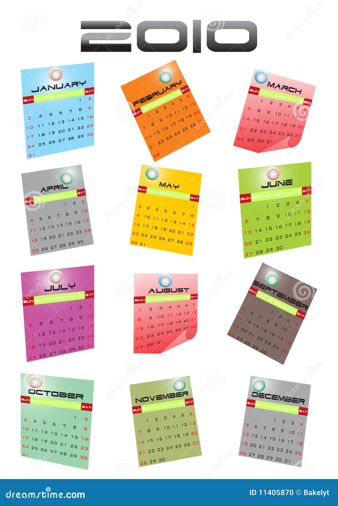 Calendar 2010 stock vector. Illustration of week, planner - 11405870