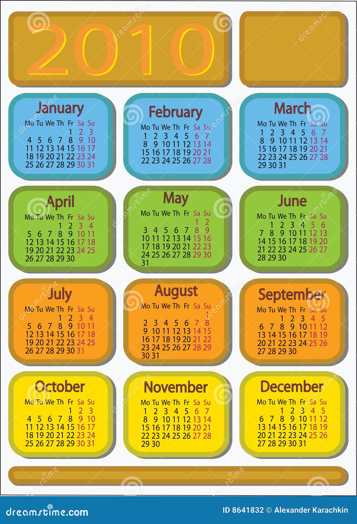 Calendar 2010 stock vector. Illustration of year, season - 8641832