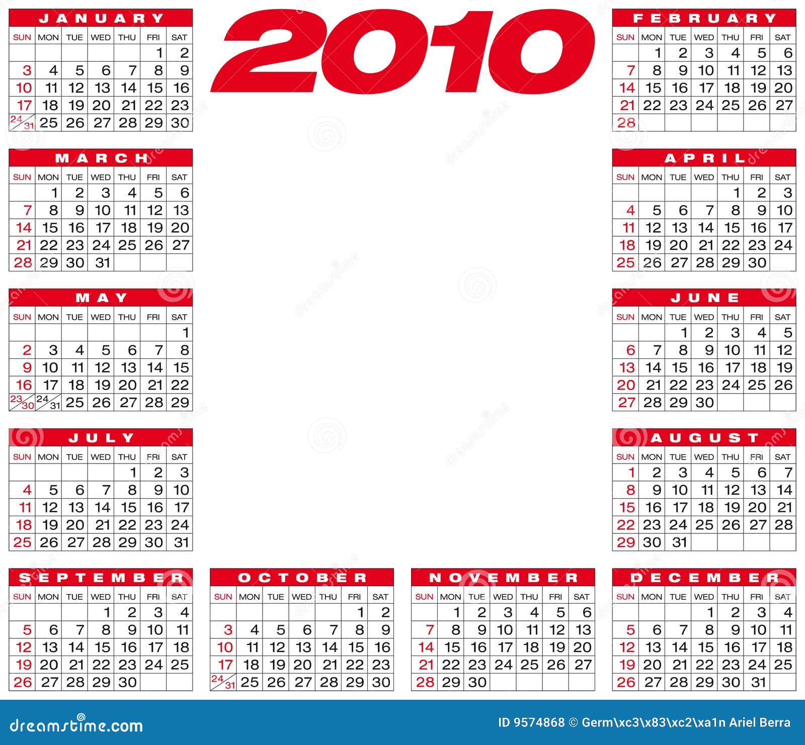 Calendar 2010 stock vector. Illustration of vector, future - 9574868