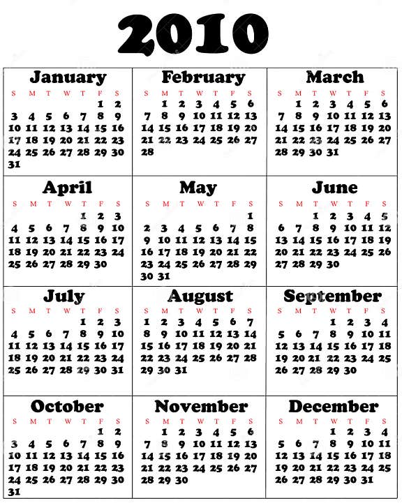 Calendar for 2010 stock vector. Illustration of journal - 9768216