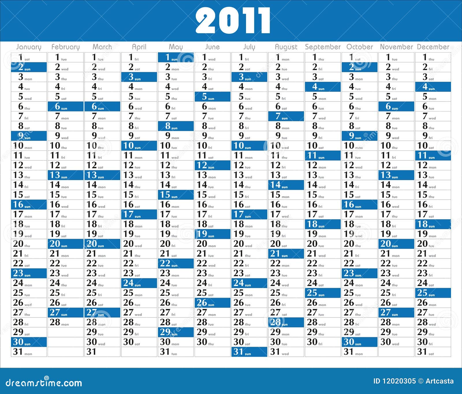 Calendar_2011 stock vector. Illustration of calendar - 12020305
