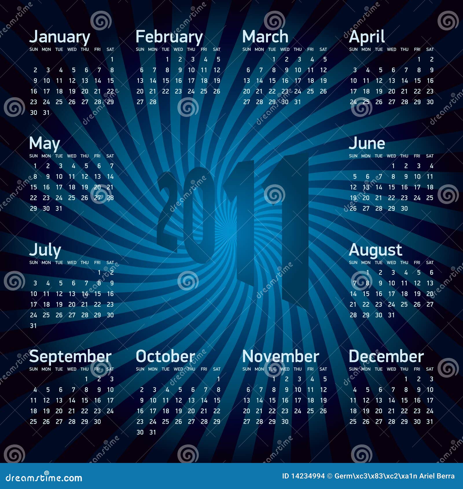 Calendar 2011 stock vector. Illustration of seasons, scheduler - 14234994