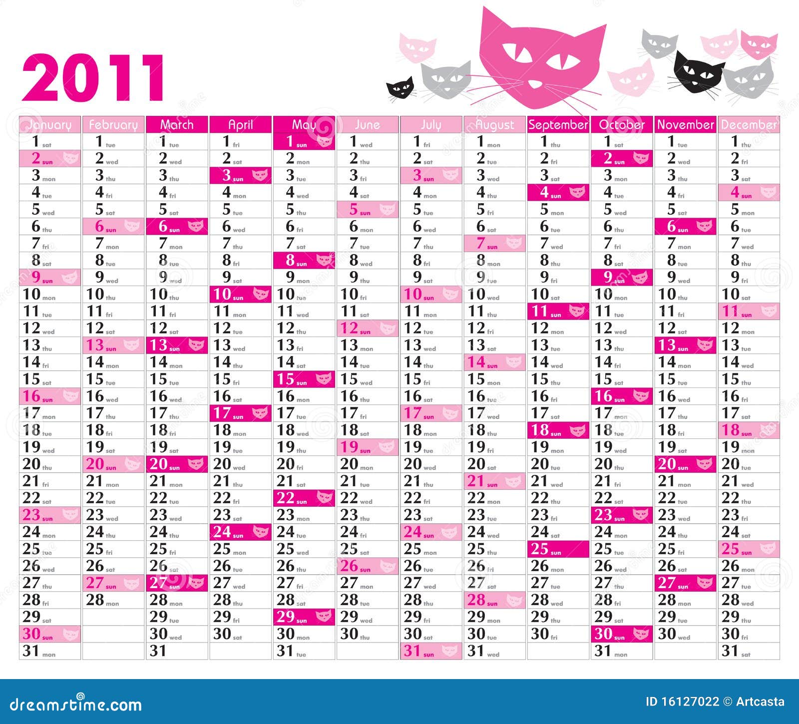 Calendar 2011 stock vector. Illustration of month, days - 16127022