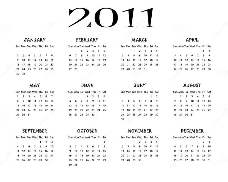Calendar 2011 stock illustration. Illustration of graphic - 16409617