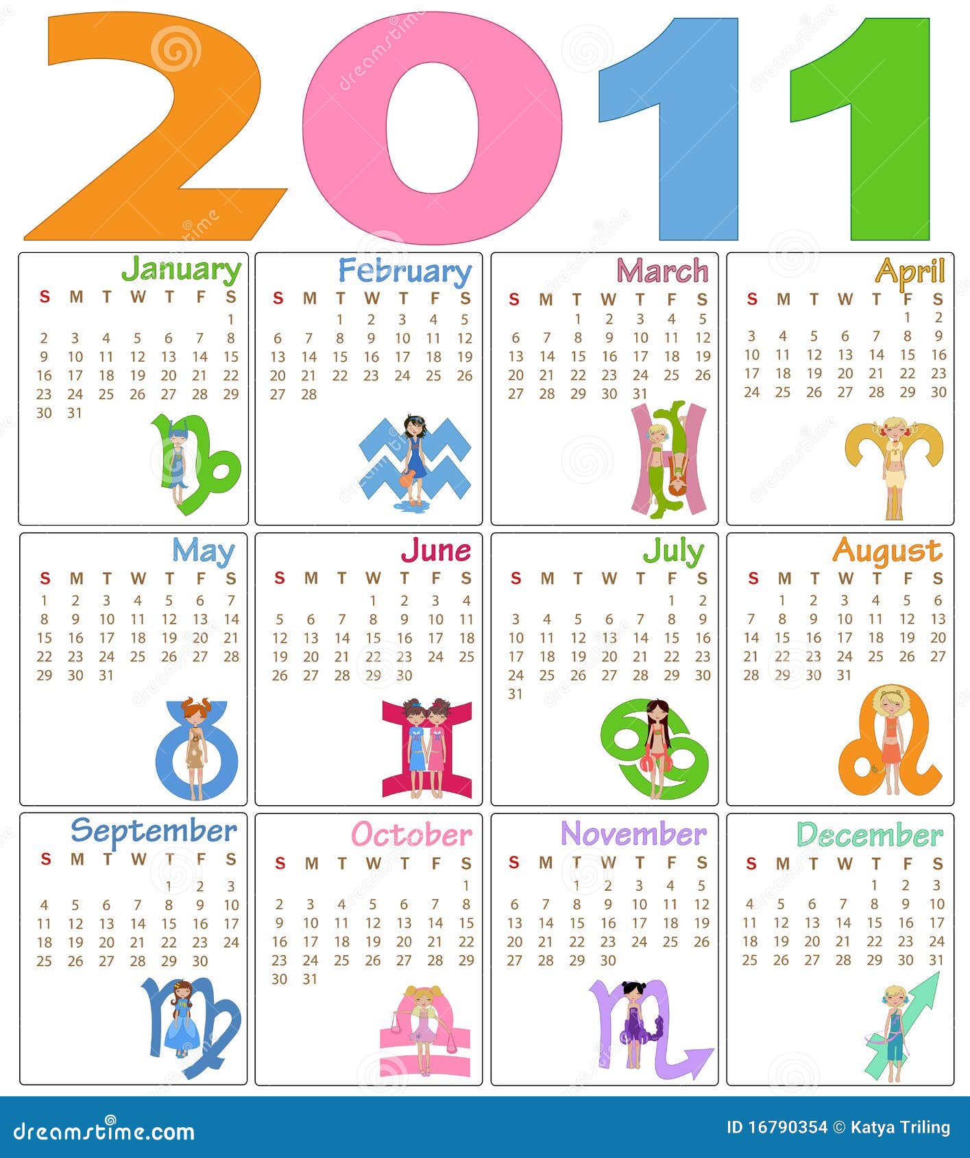 Calendar for 2011 stock vector. Illustration of fortune - 16790354