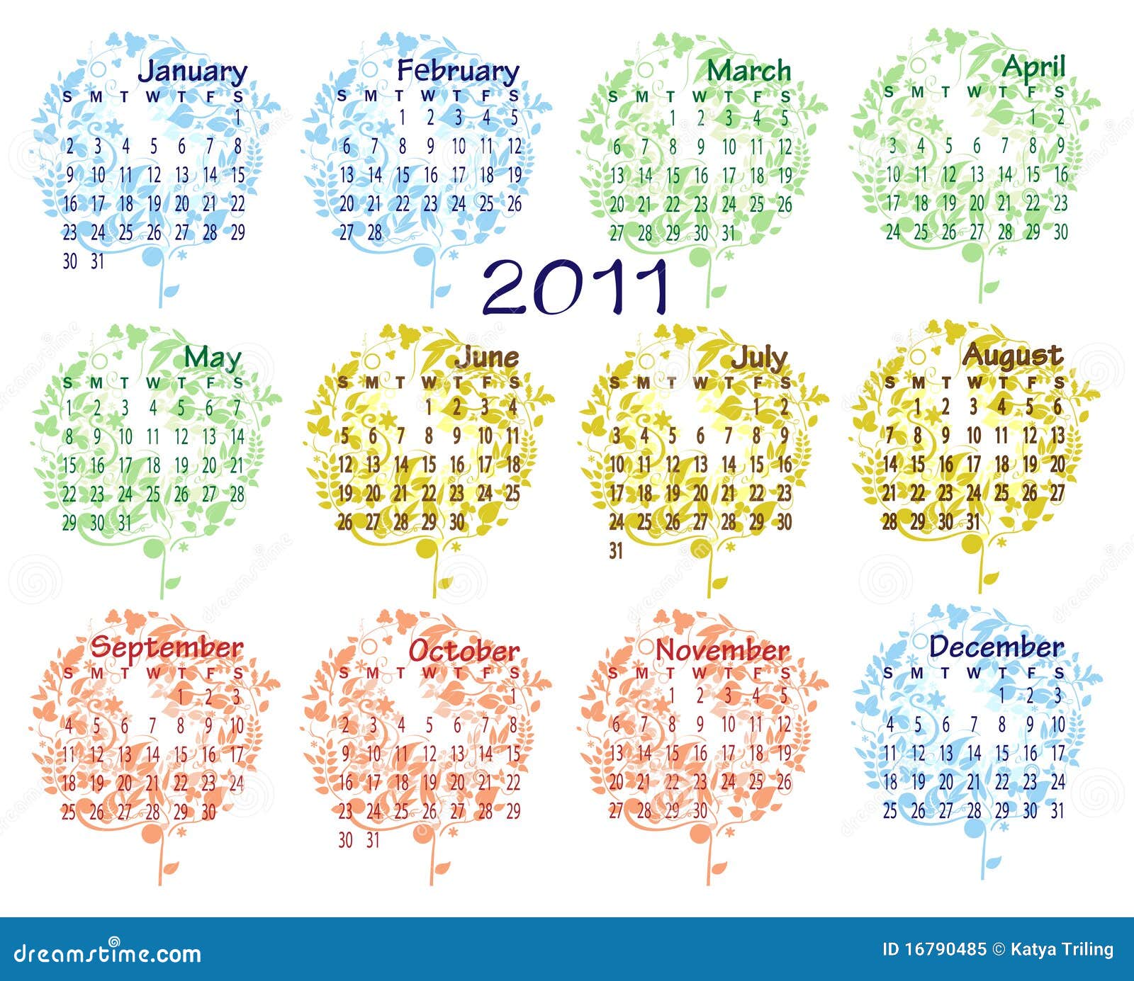 Calendar for 2011 stock vector. Illustration of month - 16790485