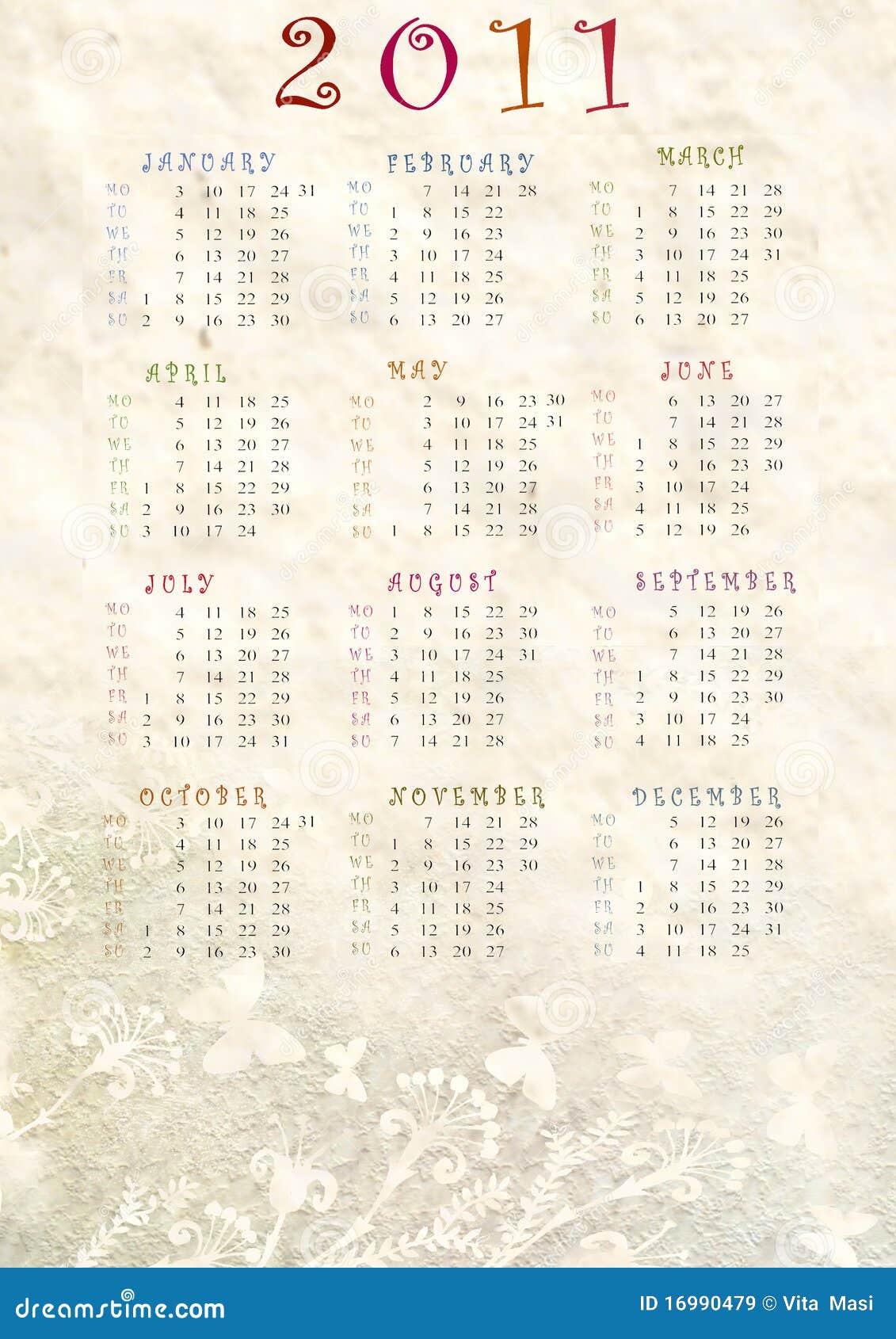 Calendar 2011 stock illustration. Illustration of graphic - 16990479