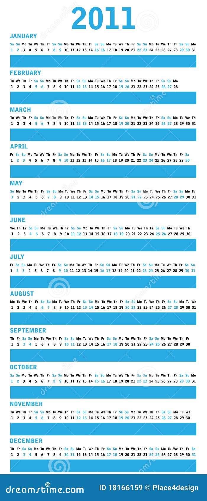Calendar for 2011 stock vector. Illustration of date - 18166159
