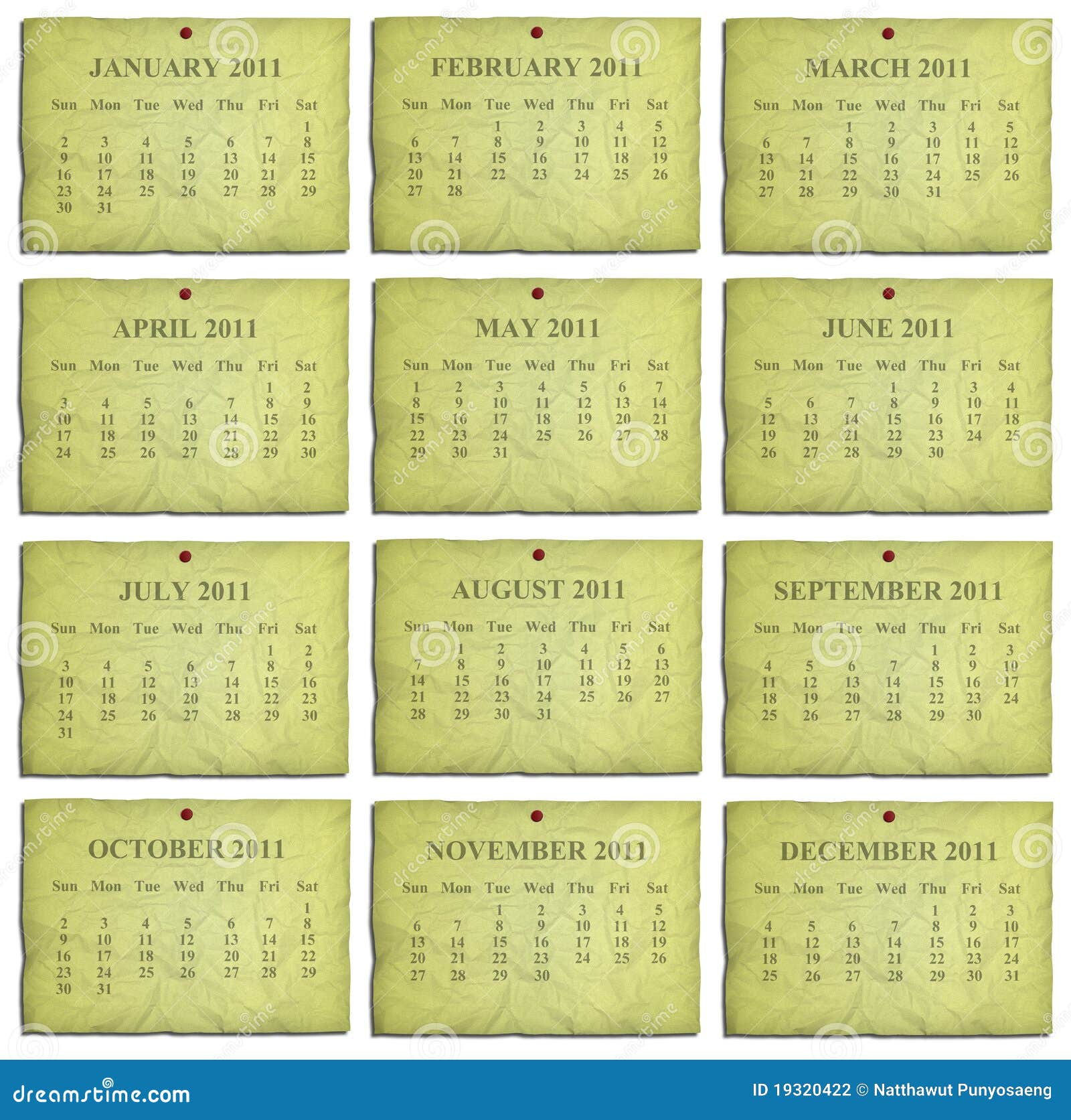 Calendar 2011 on Old Crumpled Paper Stock Illustration - Illustration ...