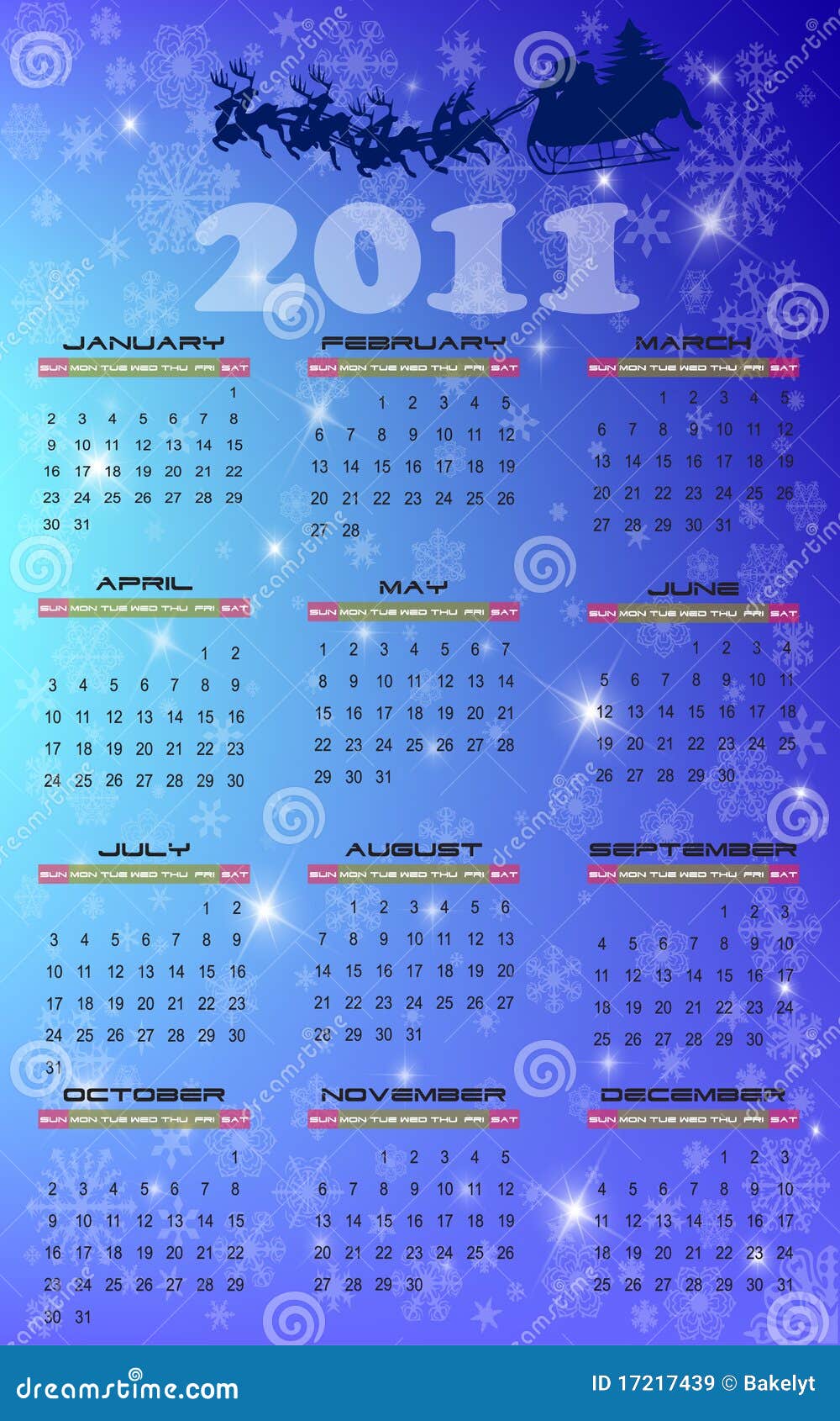 Calendar for 2011 year stock illustration. Illustration of bright ...