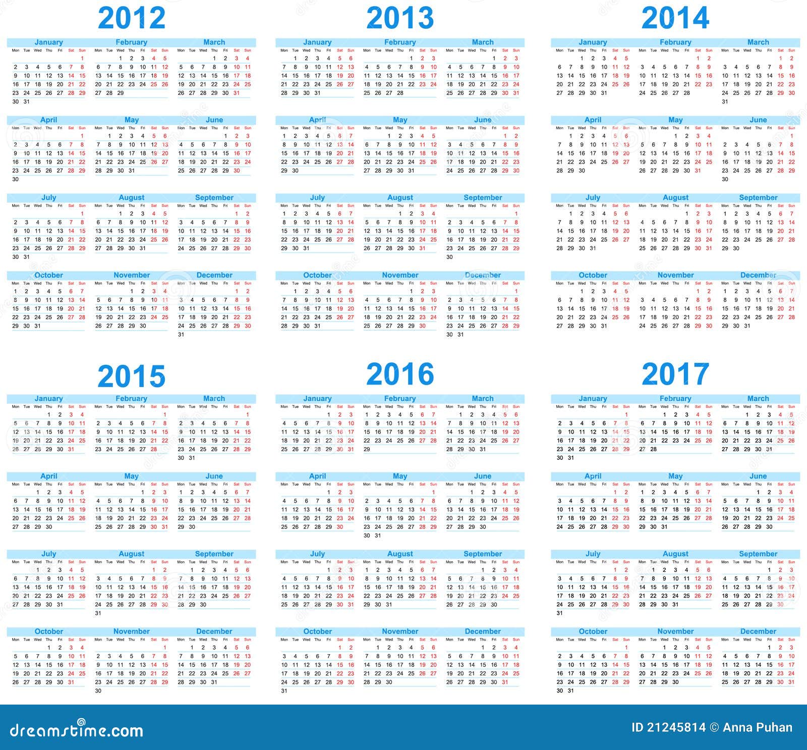 Calendar 2012-1215 Year Cartoon Vector | CartoonDealer.com #22038939