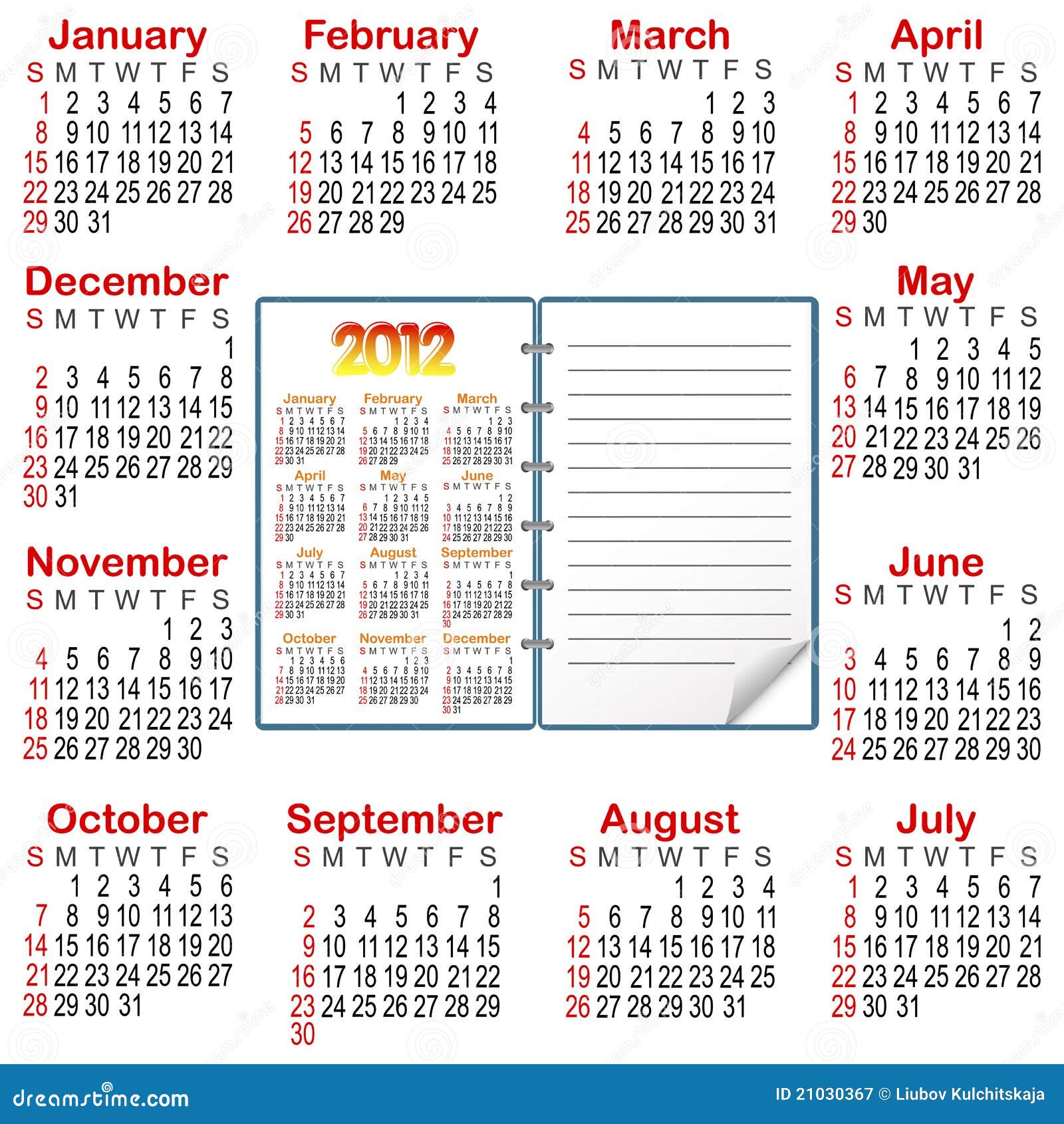 Calendar for 2012. stock vector. Illustration of personal - 21030367