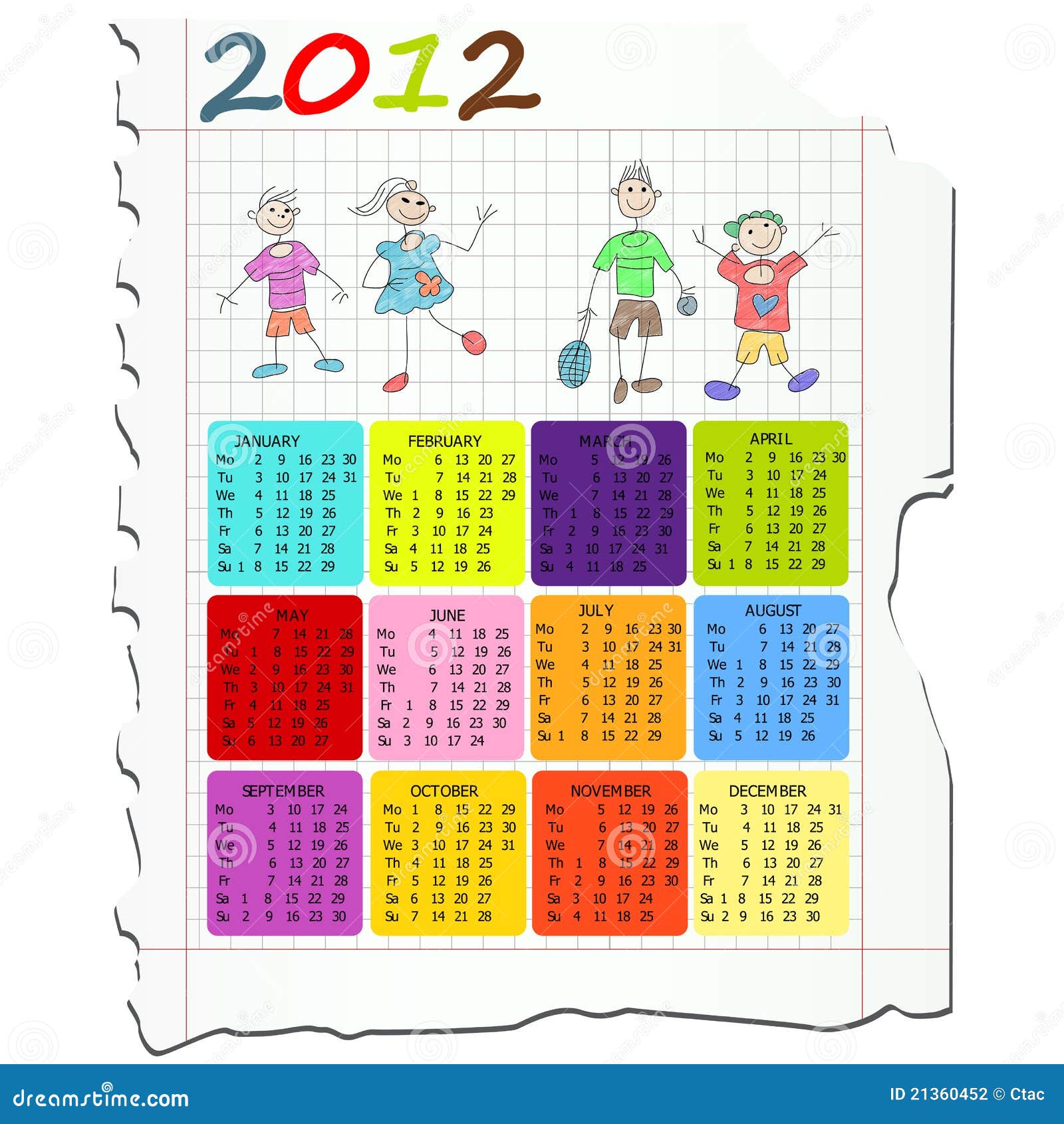 Kids With 2012 Number Blocks Royalty-Free Cartoon | CartoonDealer.com ...