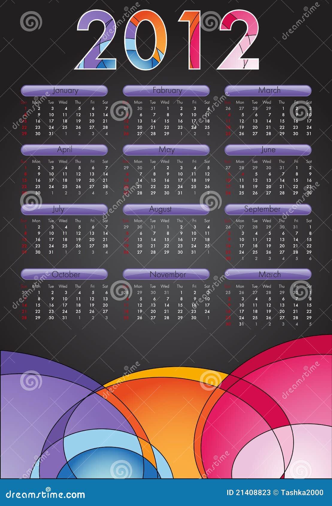 Calendar for 2012 stock vector. Illustration of march - 21408823
