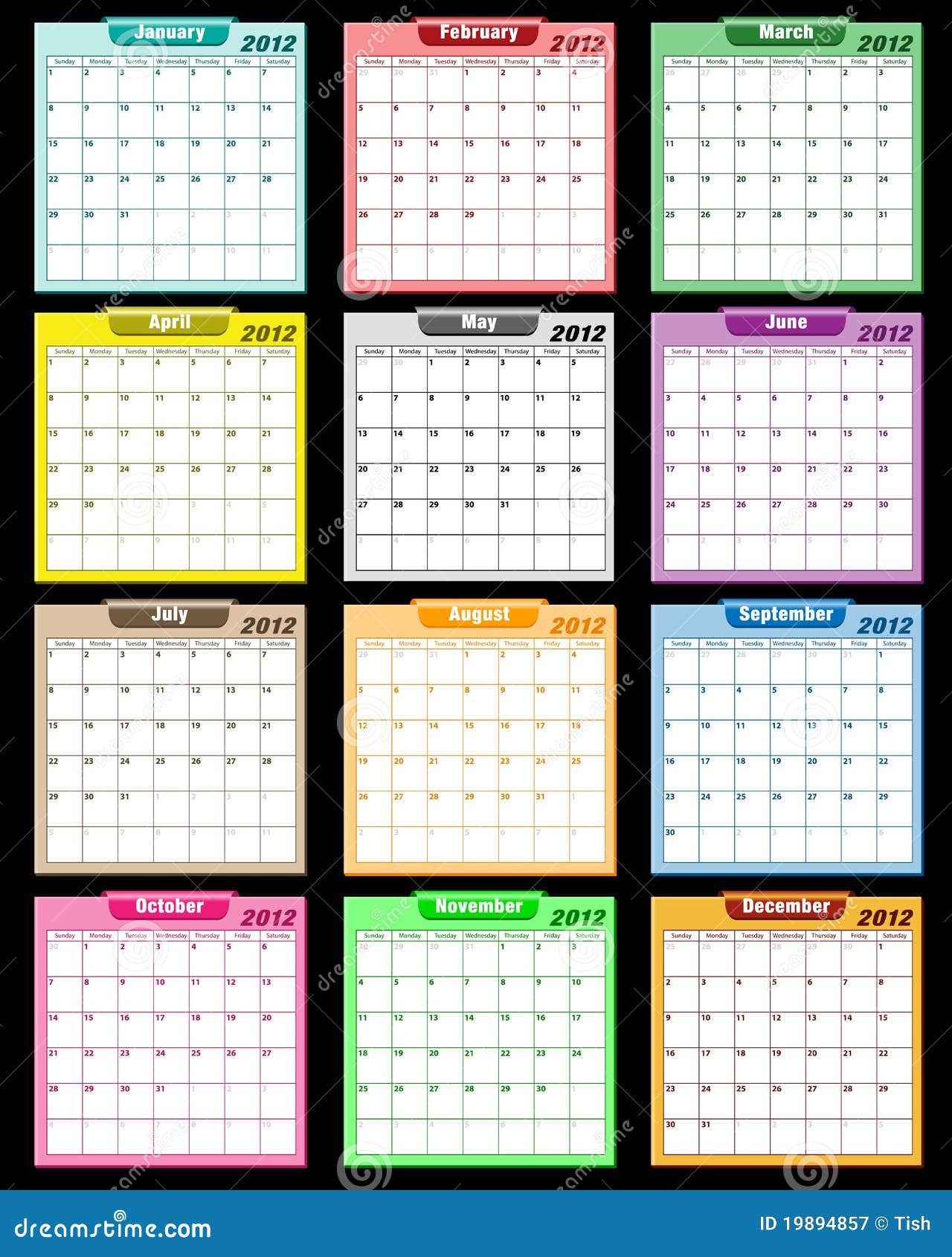 Calendar 2012-1215 Year Cartoon Vector | CartoonDealer.com #22038939