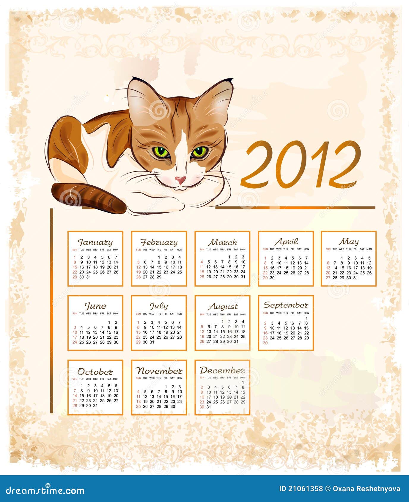 Calendar 2012-1215 Year Cartoon Vector | CartoonDealer.com #22038939