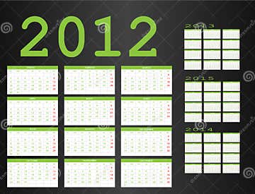 Calendar from 2012 to 2015 stock vector. Illustration of notes - 20907364