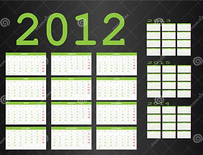 Calendar from 2012 to 2015 stock vector. Illustration of notes - 20907364