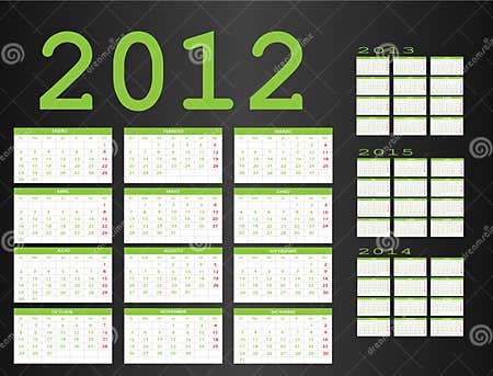 Calendar from 2012 to 2015 stock vector. Illustration of notes - 20907364