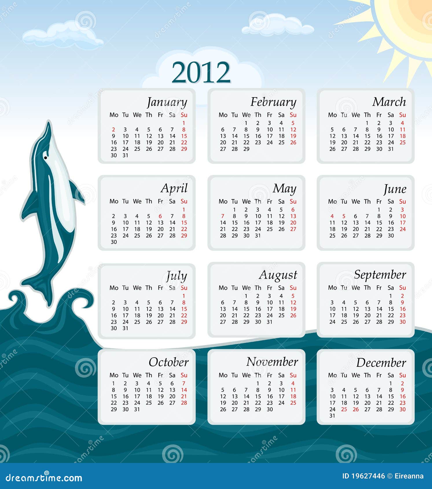 Calendar 2012-1215 Year Cartoon Vector | CartoonDealer.com #22038939