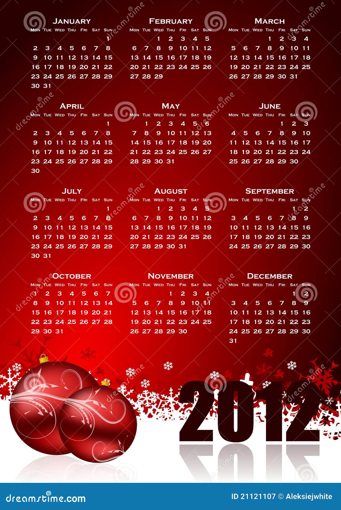 Calendar for 2012 year stock illustration. Illustration of almanac ...