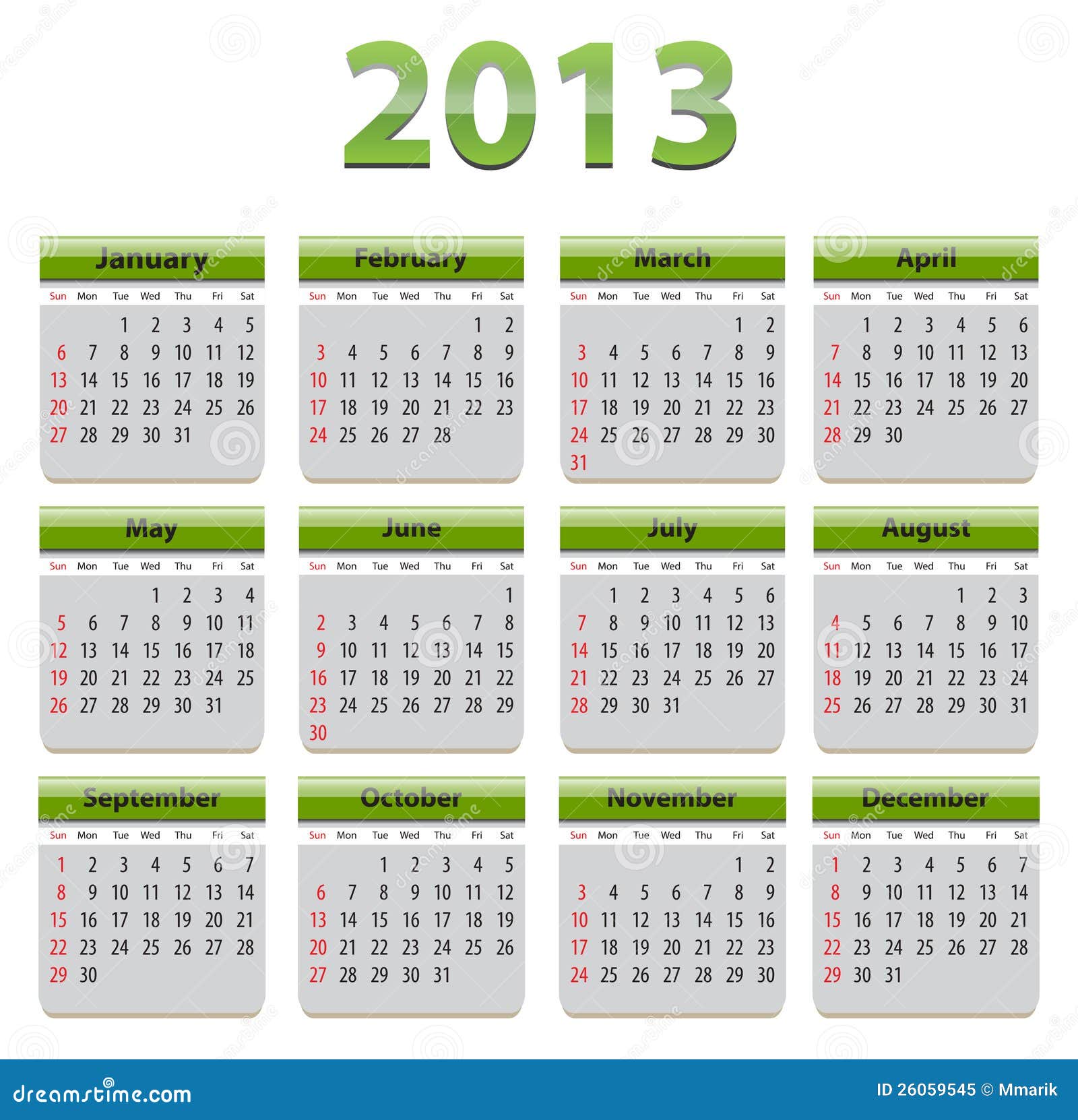 Calendar for 2013 stock vector. Illustration of month - 26059545