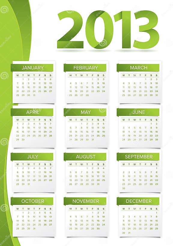 Calendar for 2013 stock illustration. Illustration of design - 26994422