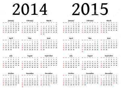 Calendar for 2014 and 2015 in Vector Stock Vector - Illustration of ...