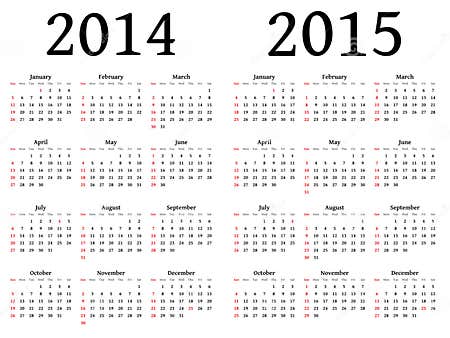 Calendar for 2014 and 2015 in Vector Stock Vector - Illustration of ...