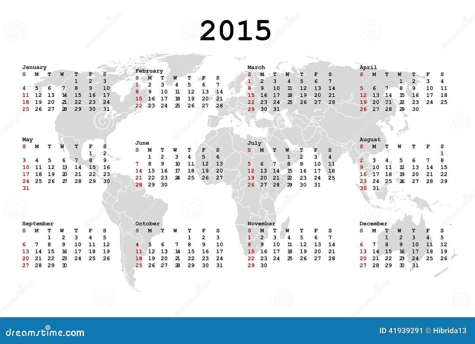 2015 Calendar Agenda World Map Stock Illustrations – 2 2015 Calendar ...