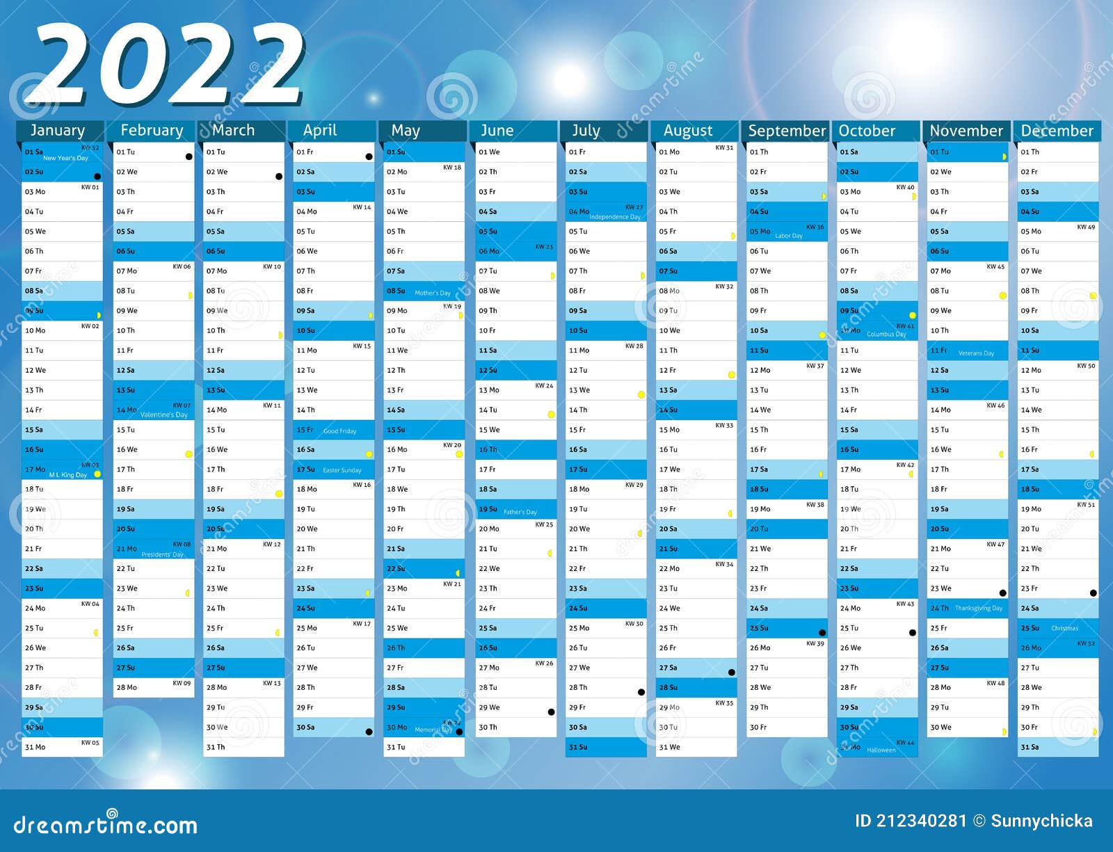 2022 Calendar Annual Planner Pocket Business Year Vector Stock Vector ...